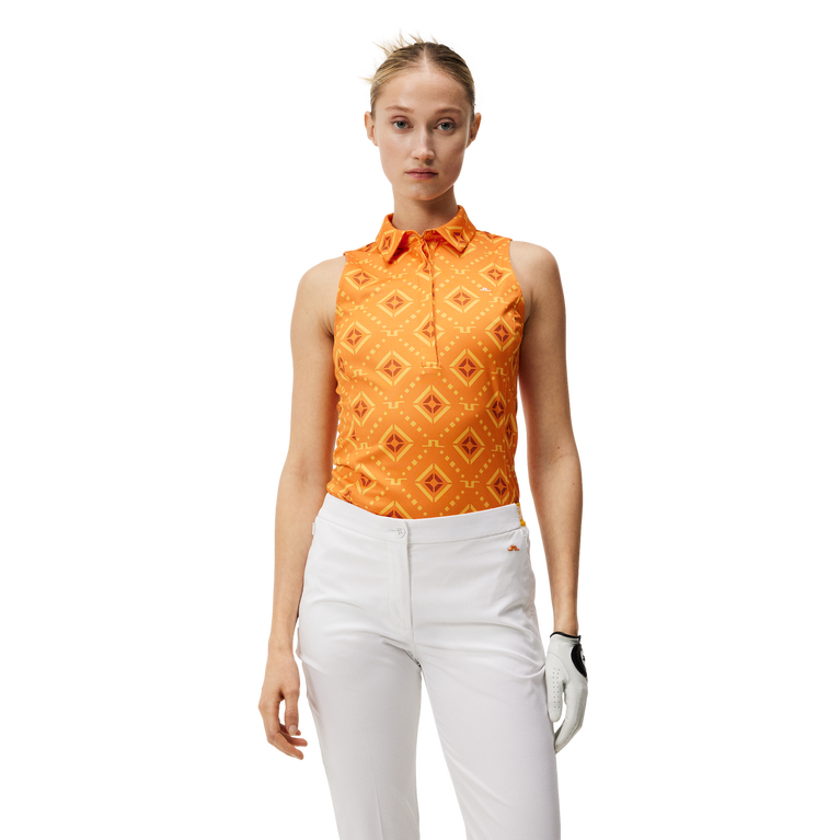 J. Lindeberg Dena Mod Geo Print Sleeveless Polo Shirt | PGA TOUR Superstore