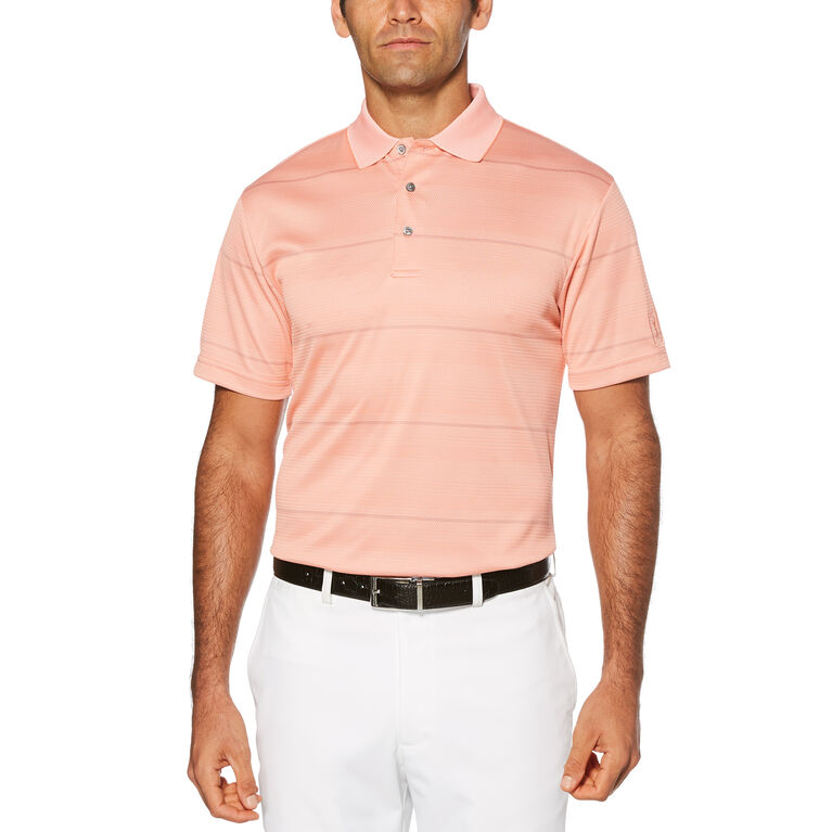 Pga Tour Double Texture Stripe Short Sleeve Polo Golf Shirt Pga Tour