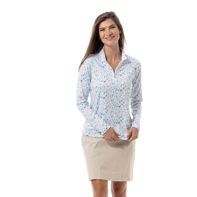 Sansoleil Solcool Cactus Quarter Zip Pullover