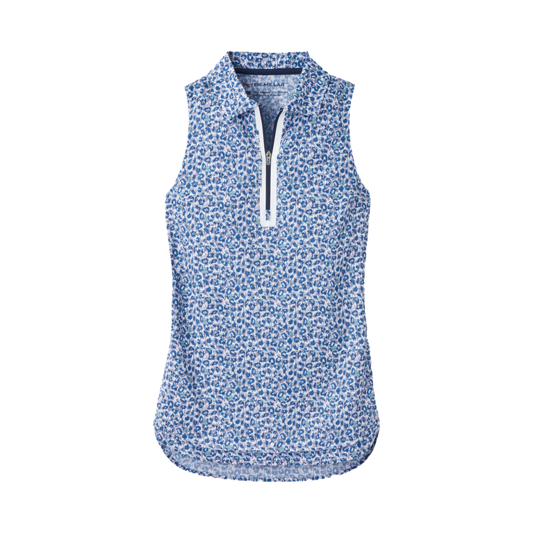 Peter Millar Carner Floral Zip Neck Sleeveless Polo Shirt | PGA TOUR ...