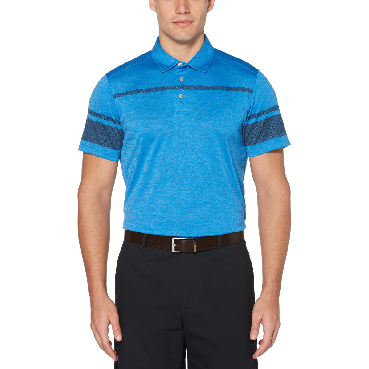 Pga Tour Soft Horizontal Stripe Short Sleeve Golf Polo Shirt Pga Tour