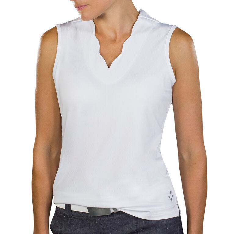 Jofit Scallop Sleeveless Polo White Pga Tour Superstore