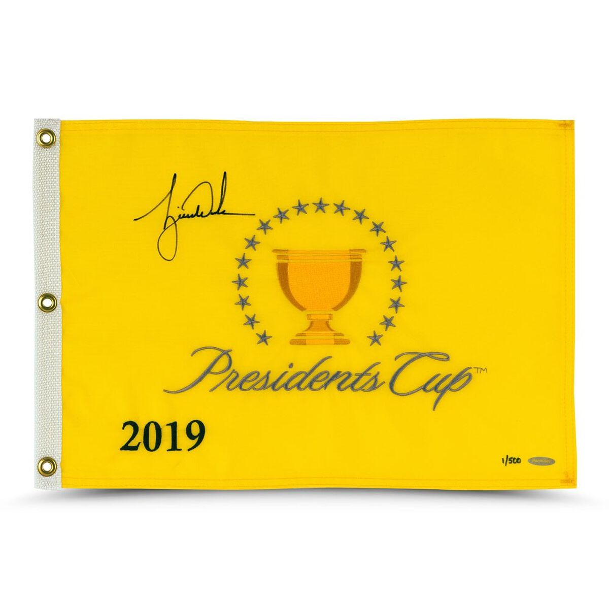 Upper Deck Tiger Woods Autographed 2019 Presidents Cup Pin Flag | PGA ...