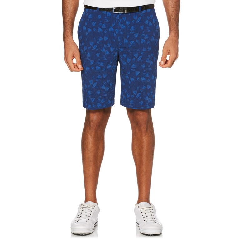 Pga Tour Mens Pro Series Seersucker Leaf Print Flat Front Golf Short