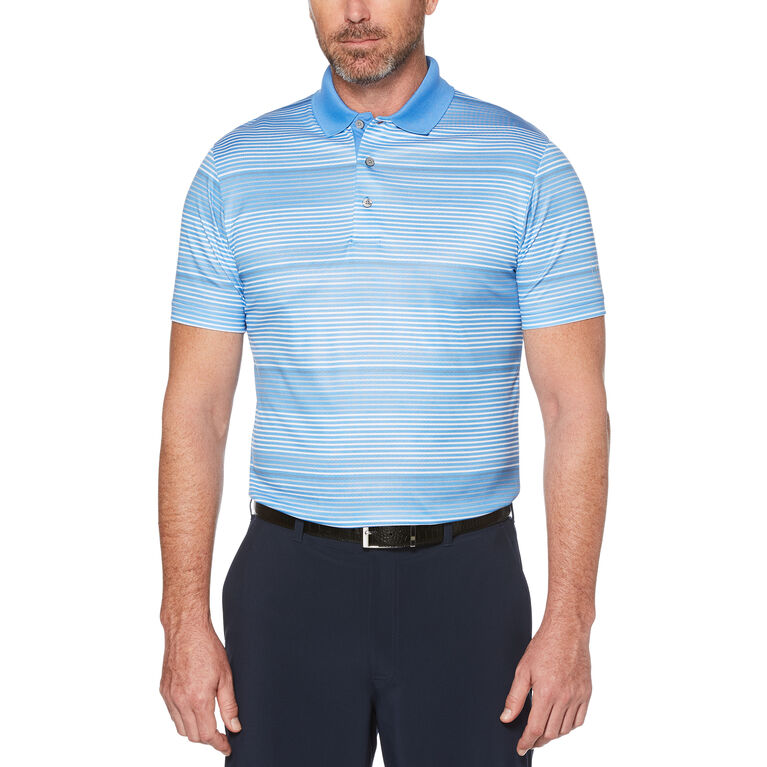 Pga Tour Allover Stripe Short Sleeve Polo Golf Shirt With Accent Pop