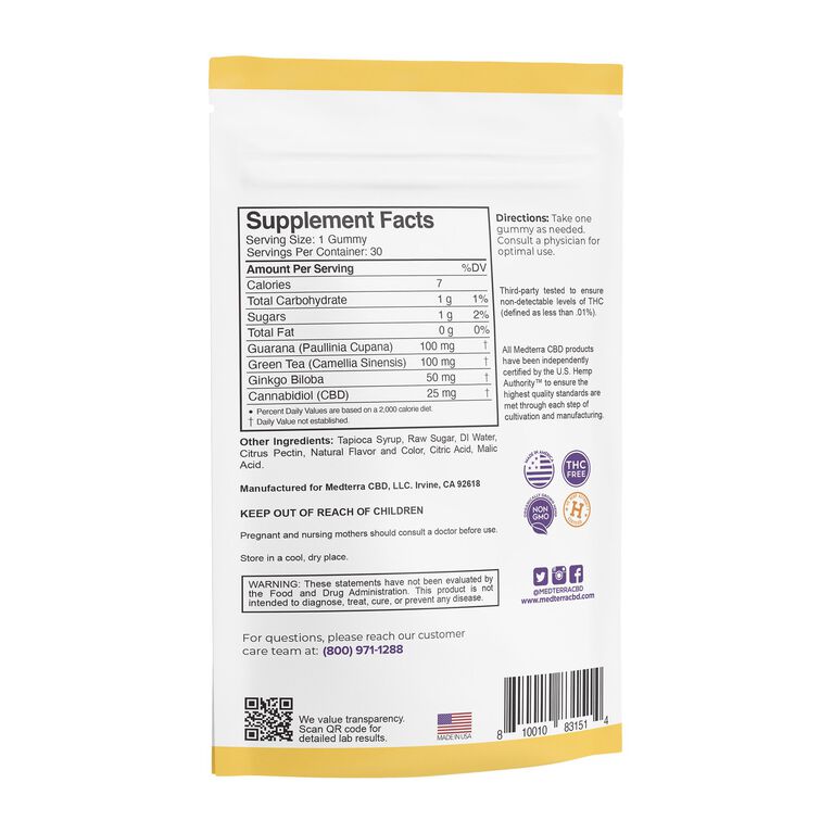 Medterra Stay Alert 25mg Citrus CBD Gummies 30ct | PGA TOUR Superstore