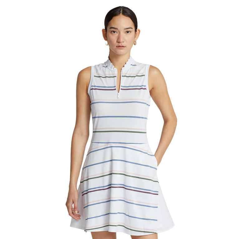 Rlx Golf Striped Fit And Flare Sleeveless Piqué Dress Pga Tour Superstore