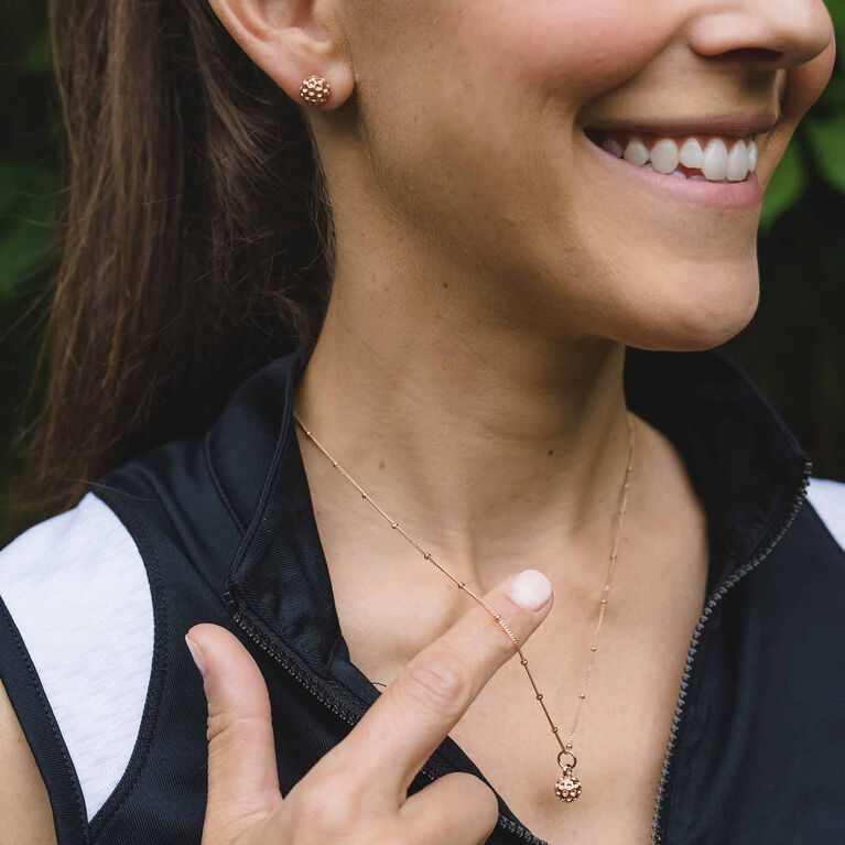 Chelsea Charles Golf Goddess Rose Gold Golf Ball Necklace and Earrings ...