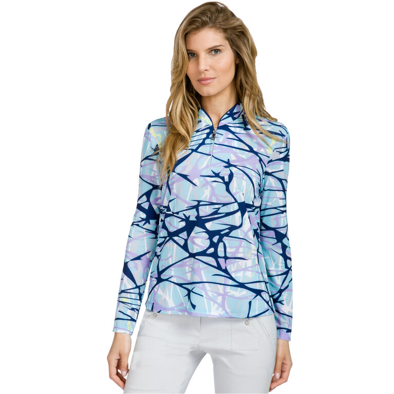 Jamie Sadock Sunsense Long Sleeve Complexity Print Quarter Zip Pga