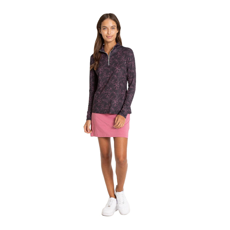 Court Haley Floral Print Long Sleeve Quarter Zip Pull Over Pga Tour