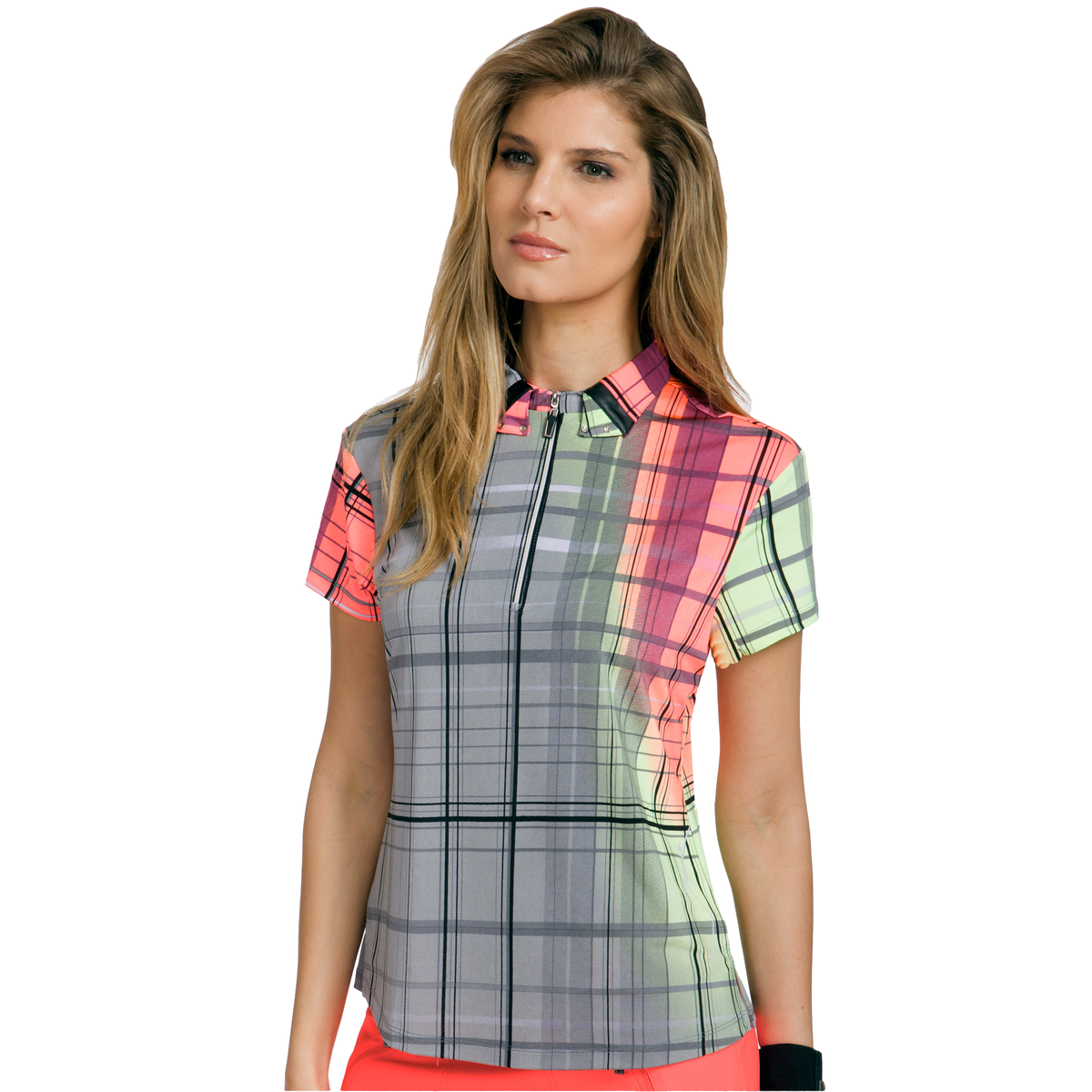 Jamie Sadock Short Sleeve Printed Plaid Polo Shirt Pga Tour Superstore