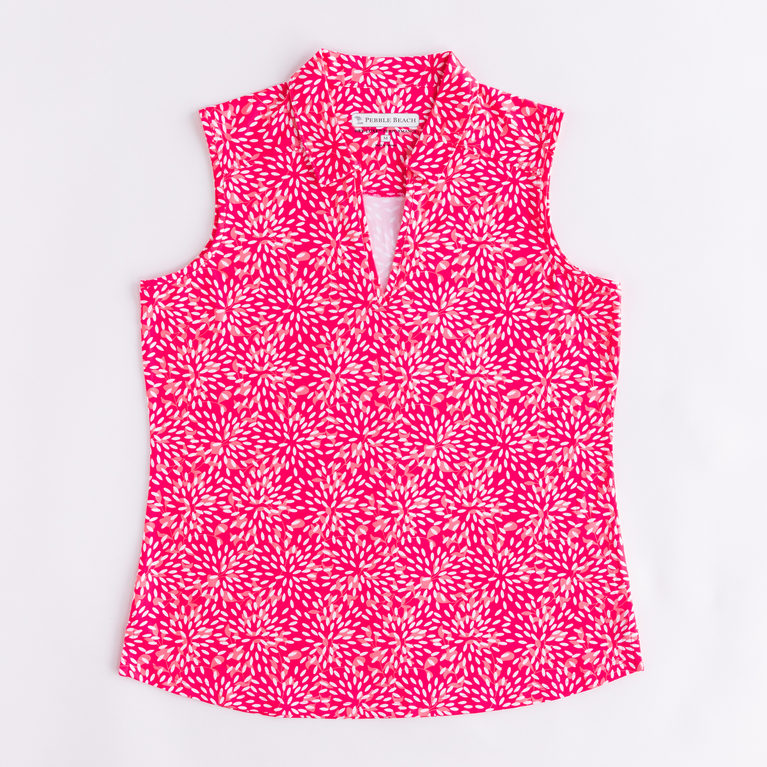 Pebble Beach Floral Print V Neck Sleeveless Polo Pga Tour Superstore