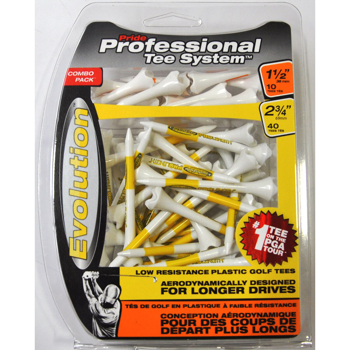 Professional Tee System 1-1/2" & 2-3/4" Combo Golf Tees 50-Pack | PGA ...
