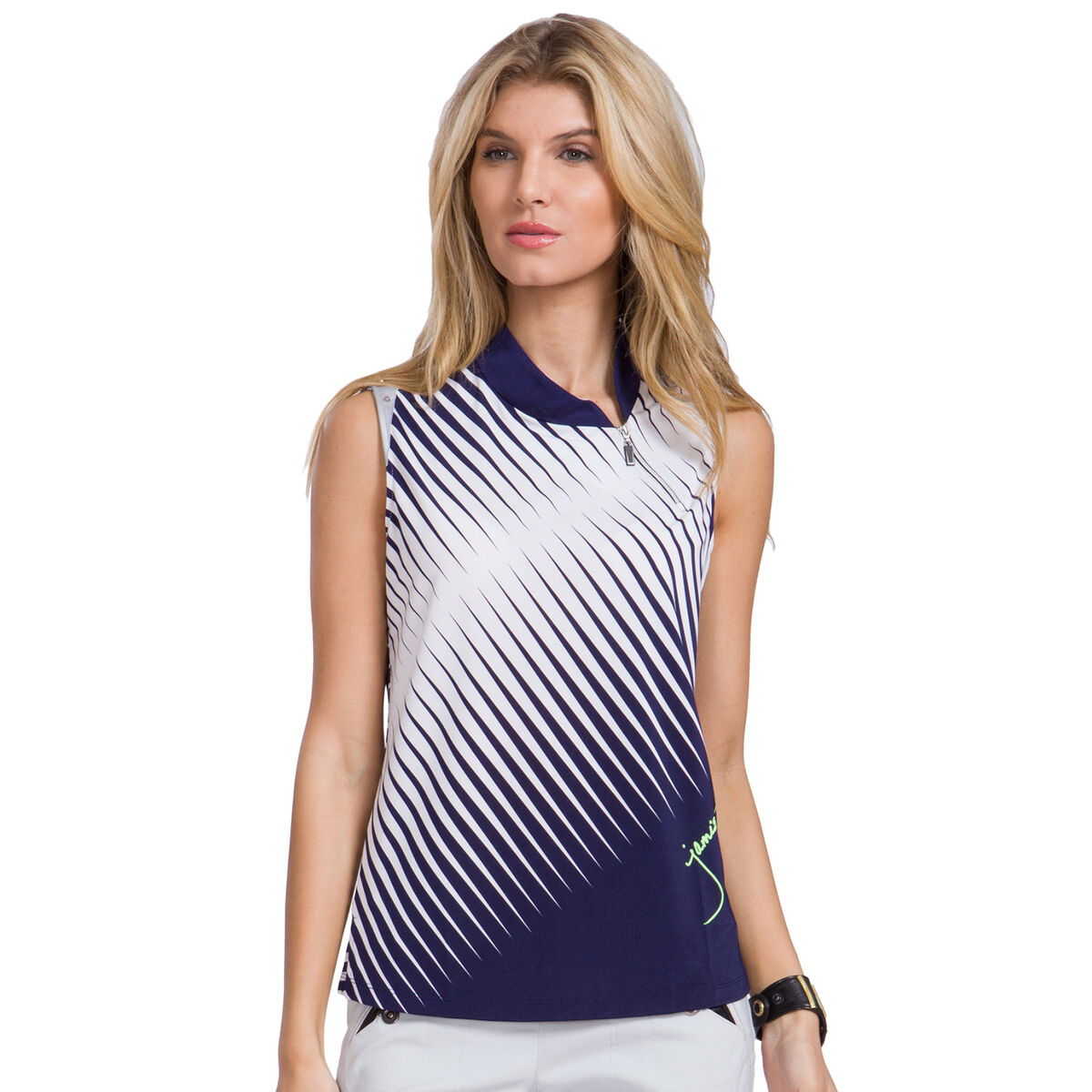Jamie Sadock Sleeveless Broken Stripe Polo Pga Tour Superstore