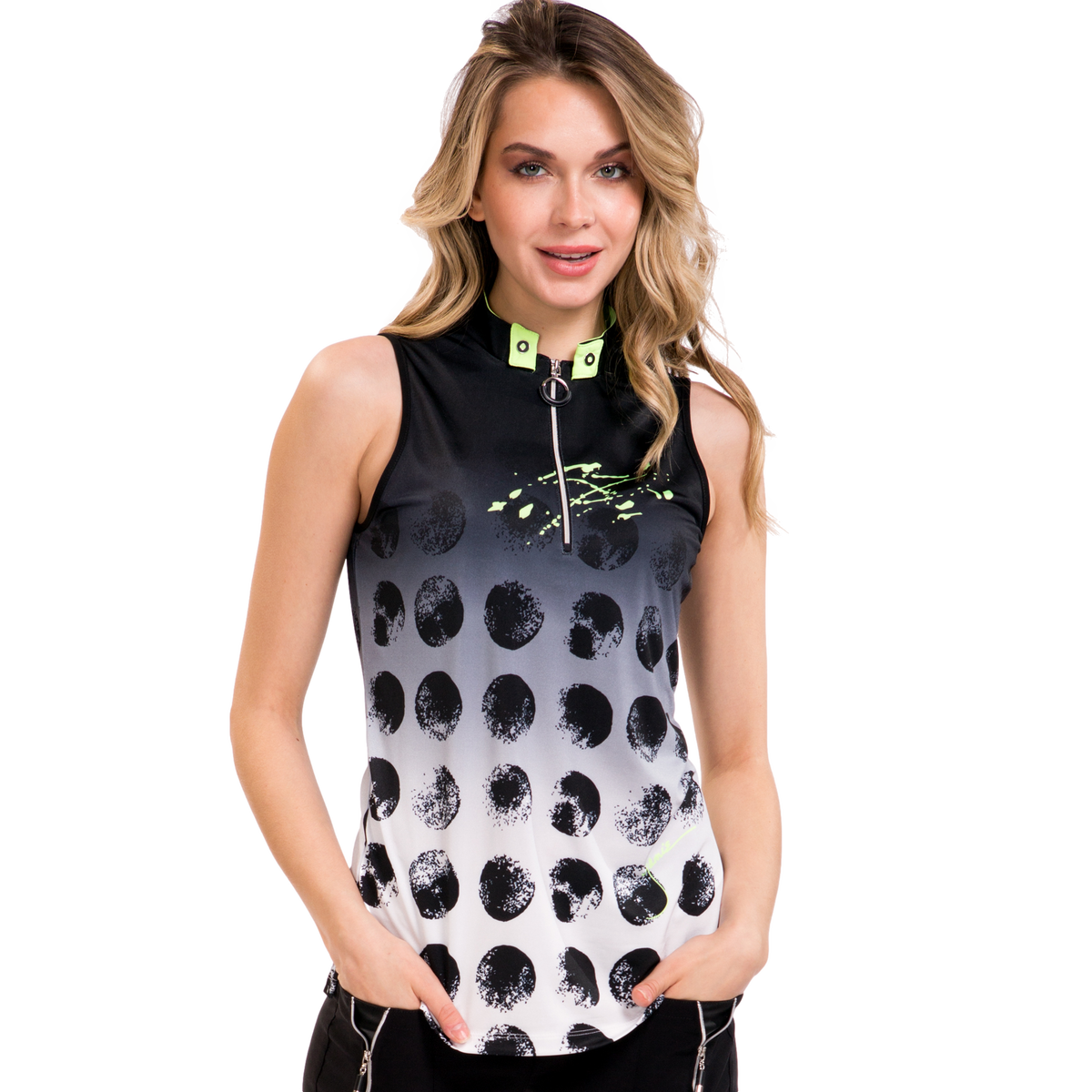 Jamie Sadock Luna Polka Dot Sleeveless Top | PGA TOUR Superstore