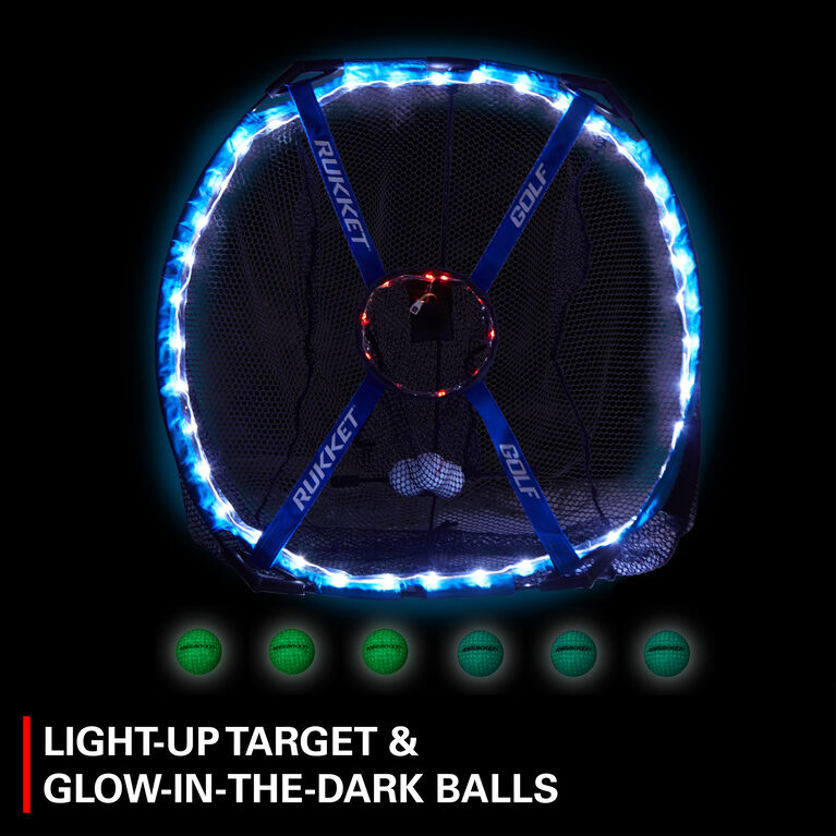 Rukket Sports Haack Pro Light-Up Chipping Net with 6 Tru-Spin Glow-in ...