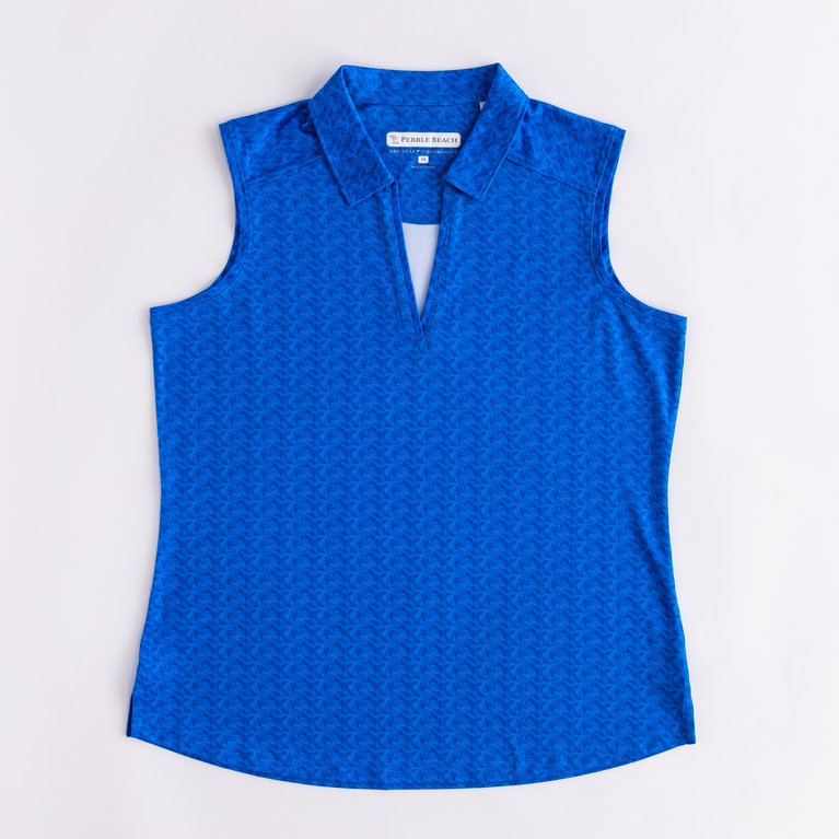 Pebble Beach Leaf Print V Neck Sleeveless Polo Pga Tour Superstore