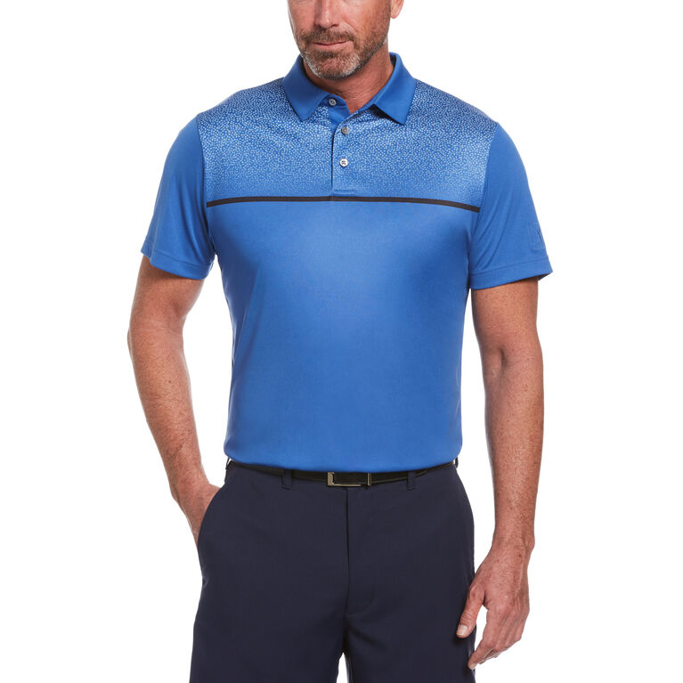 Pga Tour Textured Chest Print Short Sleeve Golf Polo Shirt Pga Tour