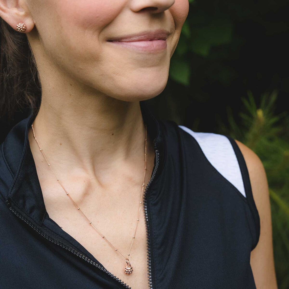 Chelsea Charles Golf Goddess Rose Gold Golf Ball Necklace and Earrings ...