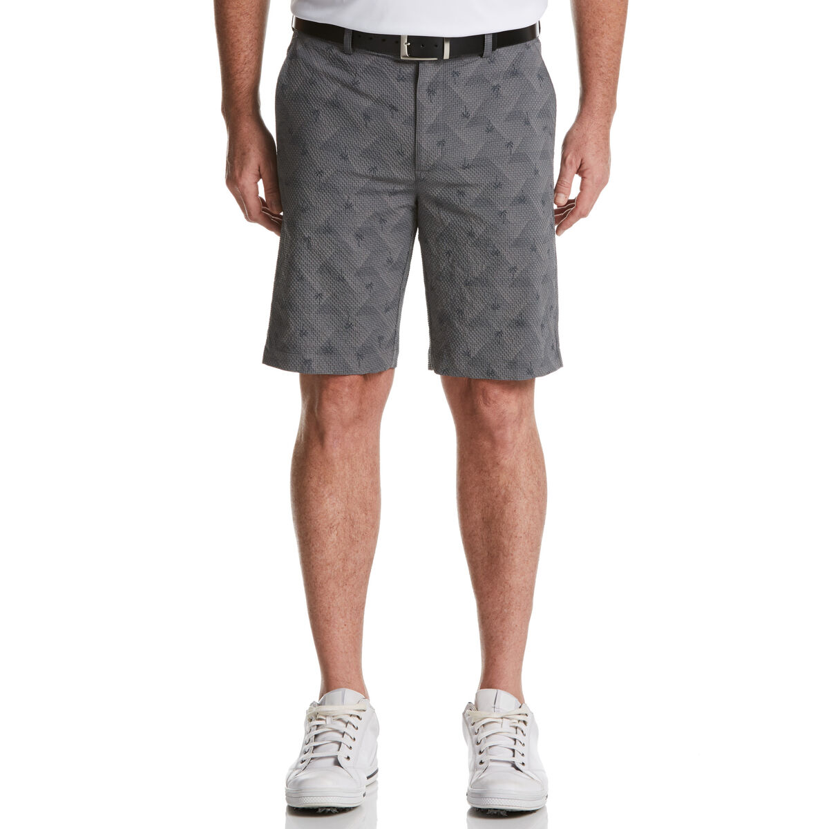 Pga Tour Flat Front Seersucker Geometric Palm Print Golf Short Pga