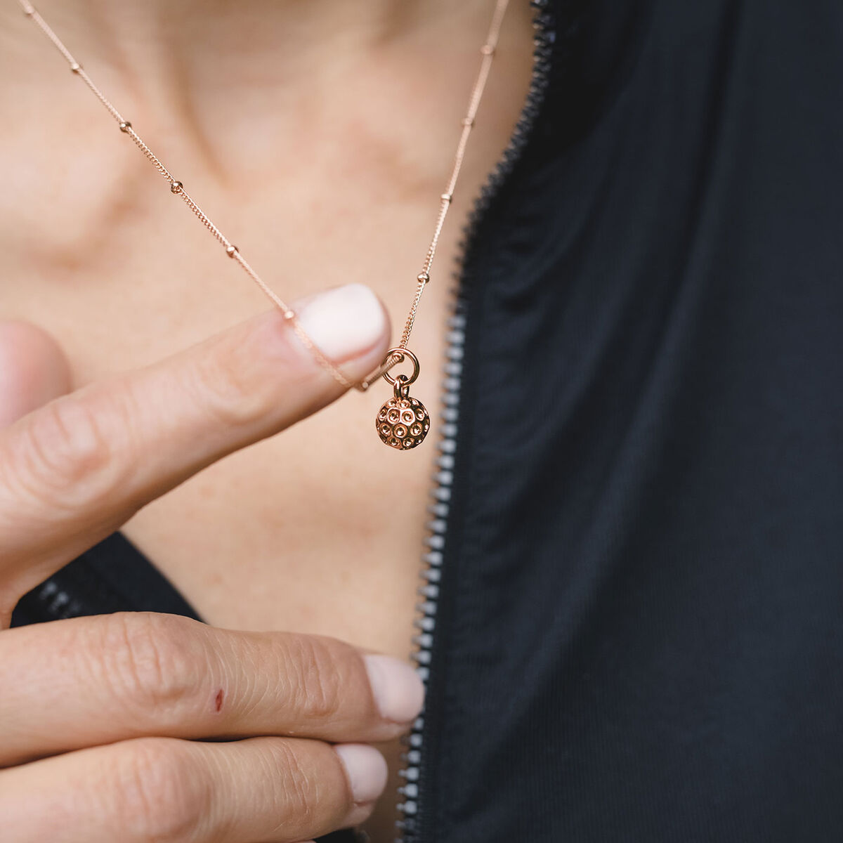 Chelsea Charles Golf Goddess Rose Gold Golf Ball Necklace and Earrings ...