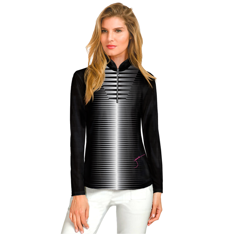 Jamie Sadock Sunsense Long Sleeve Zig Zag Print Quarter Zip Pull Over