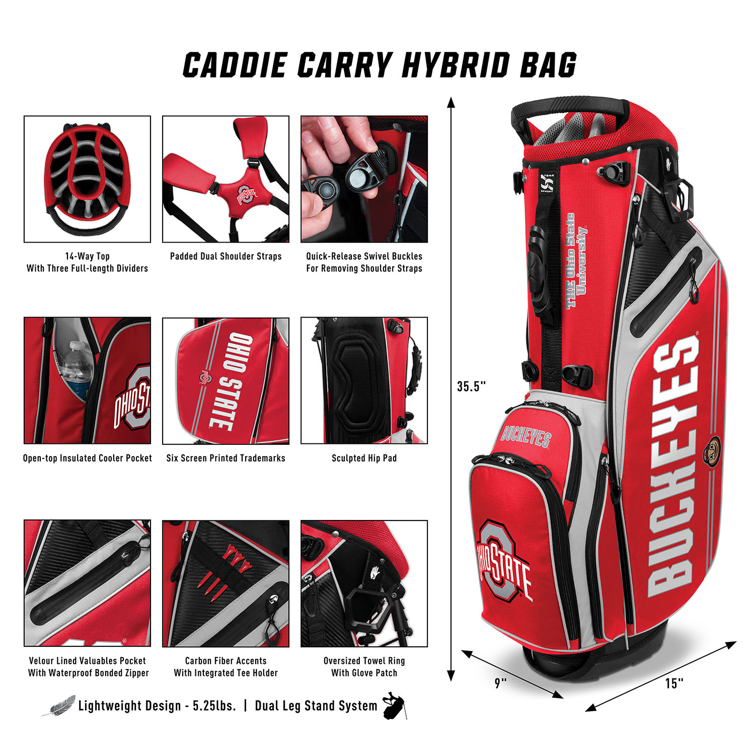Team Effort Kentucky Wildcats Caddie Carry Hybrid Bag | PGA TOUR Superstore