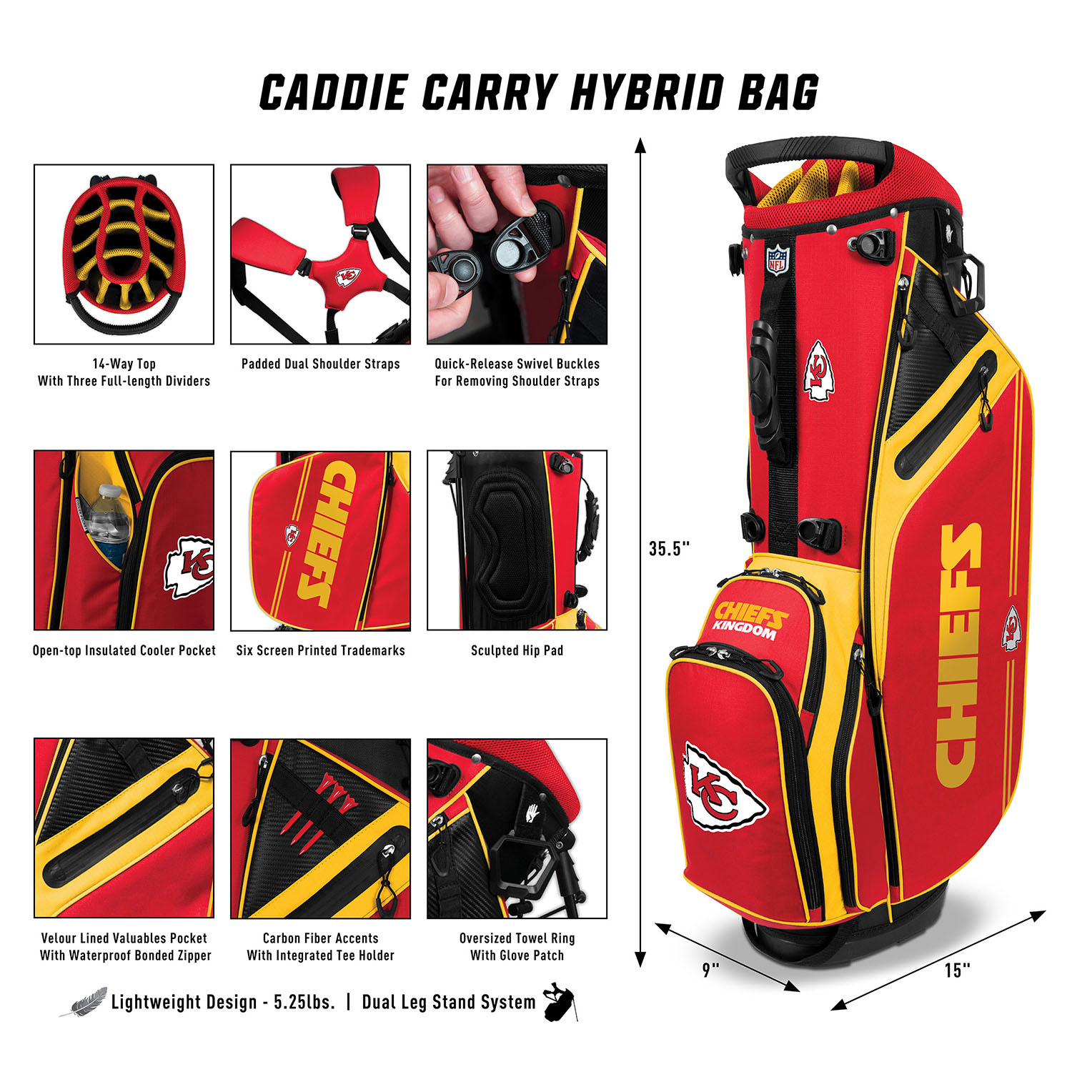 Team Effort Los Angeles Rams Caddie Carry Hybrid Bag | PGA TOUR Superstore